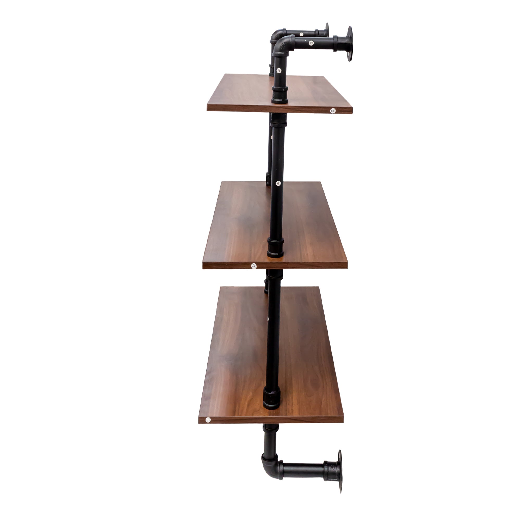 Industrial Rustic Pipe Wall Shelves 3 & 2 Tier 36" Wood Display With 8