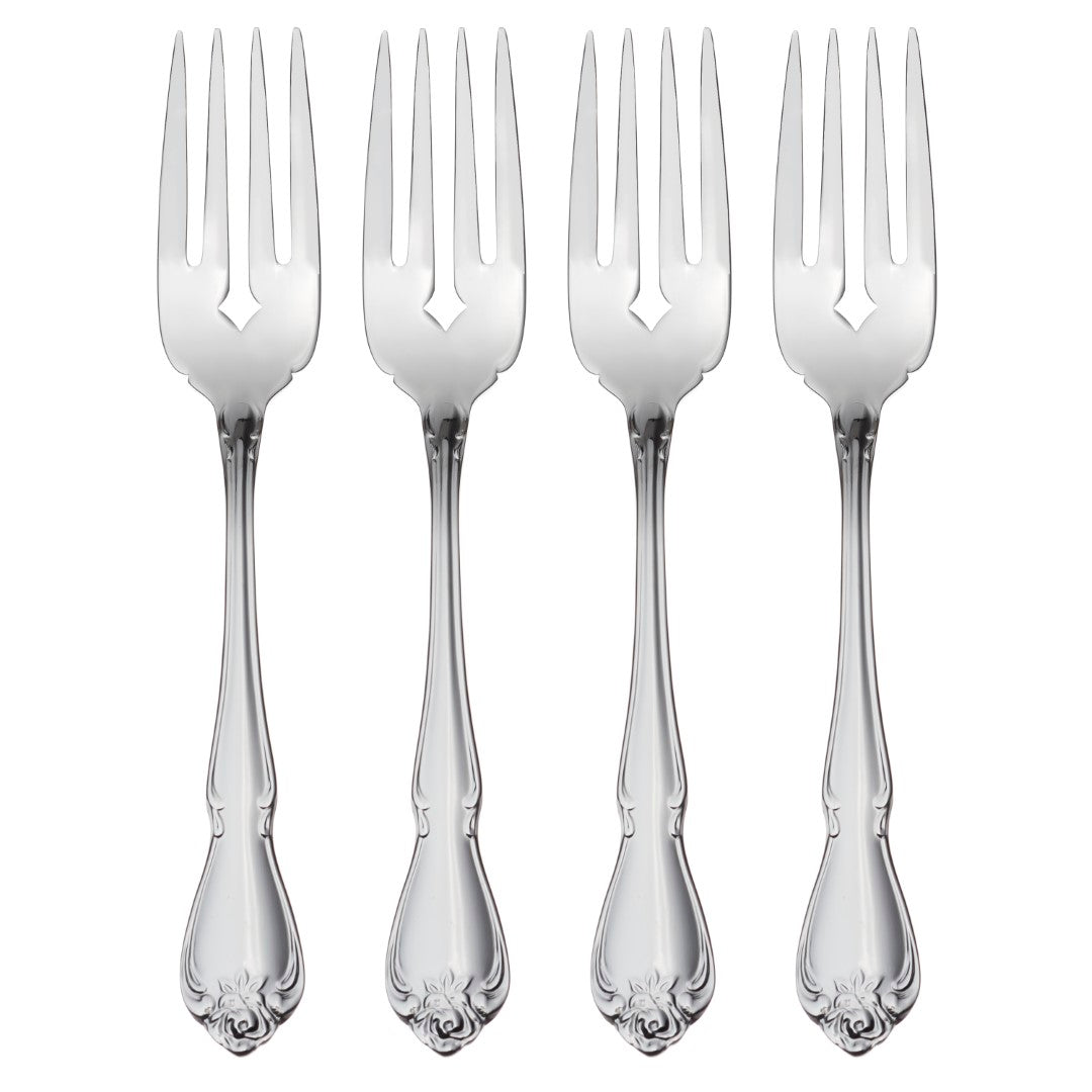 Oneida True Rose Stainless Steel Salad Forks, Vintage Design, Set of 4