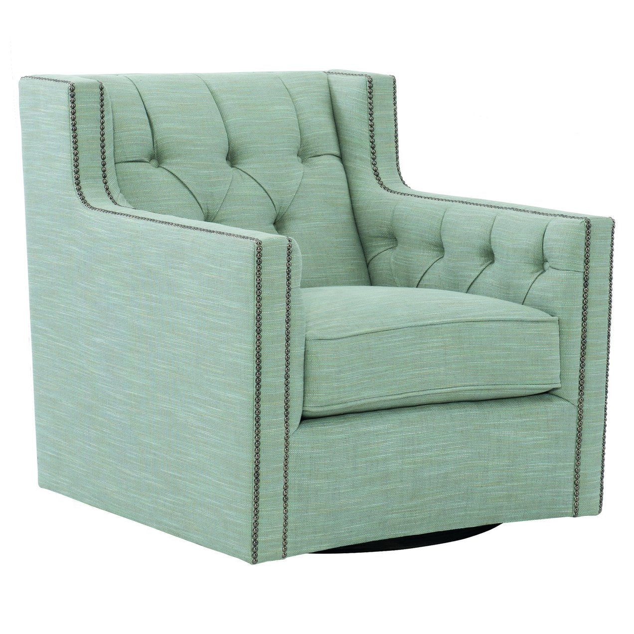 Bernhardt Candace Swivel Chair — Tufted Pocketed Frame, Nailhead Trim,