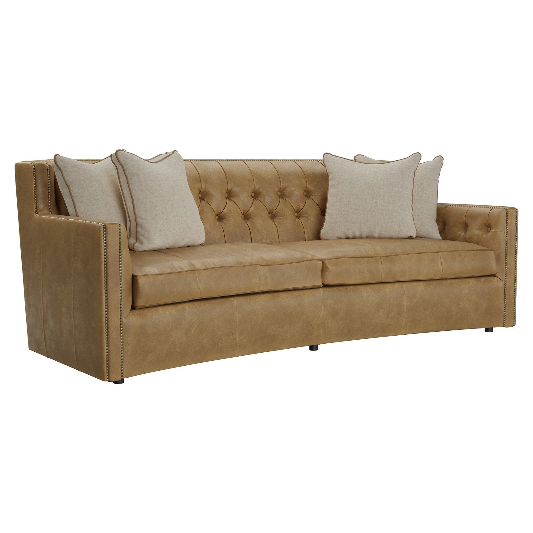 Bernhardt Candace Crescent Leather Sofa — 96"W Top-Grain Leather, Hand