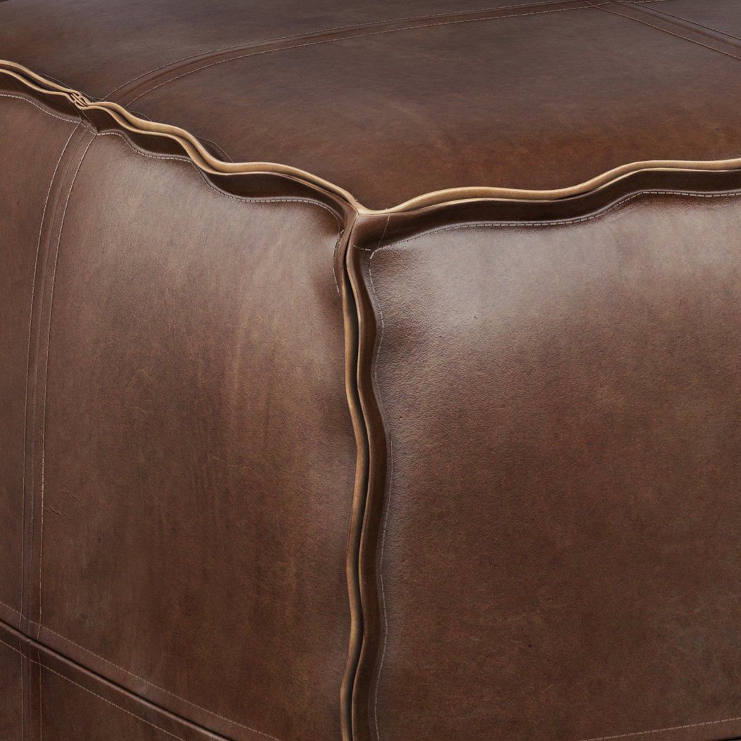 Brody Square Pouf - Versatile Distressed Dark Brown Vegan Leather Otto