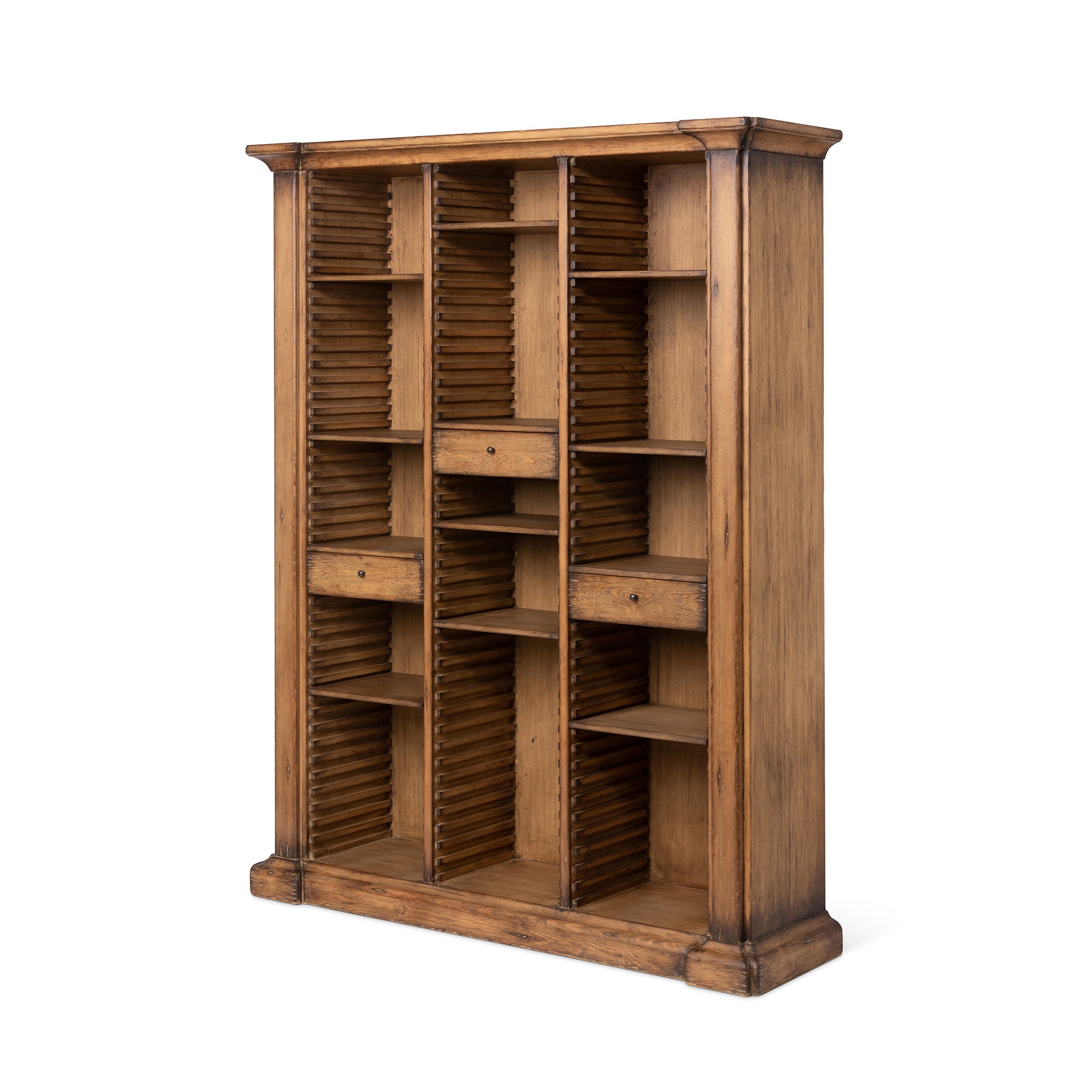 Bradley Wooden Bookcase with Adjustable Shelves & Drawers - Stylish Pi
