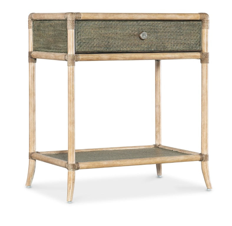 Retreat Rattan Bedside Table with Glass Insert & Drawer - Tropical Two