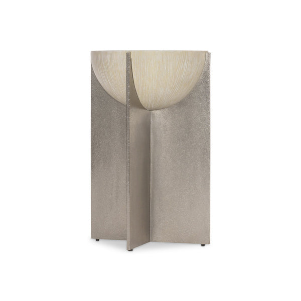 Solaria Modern Accent Table with Geometric Cast Aluminum Base and Eleg ...