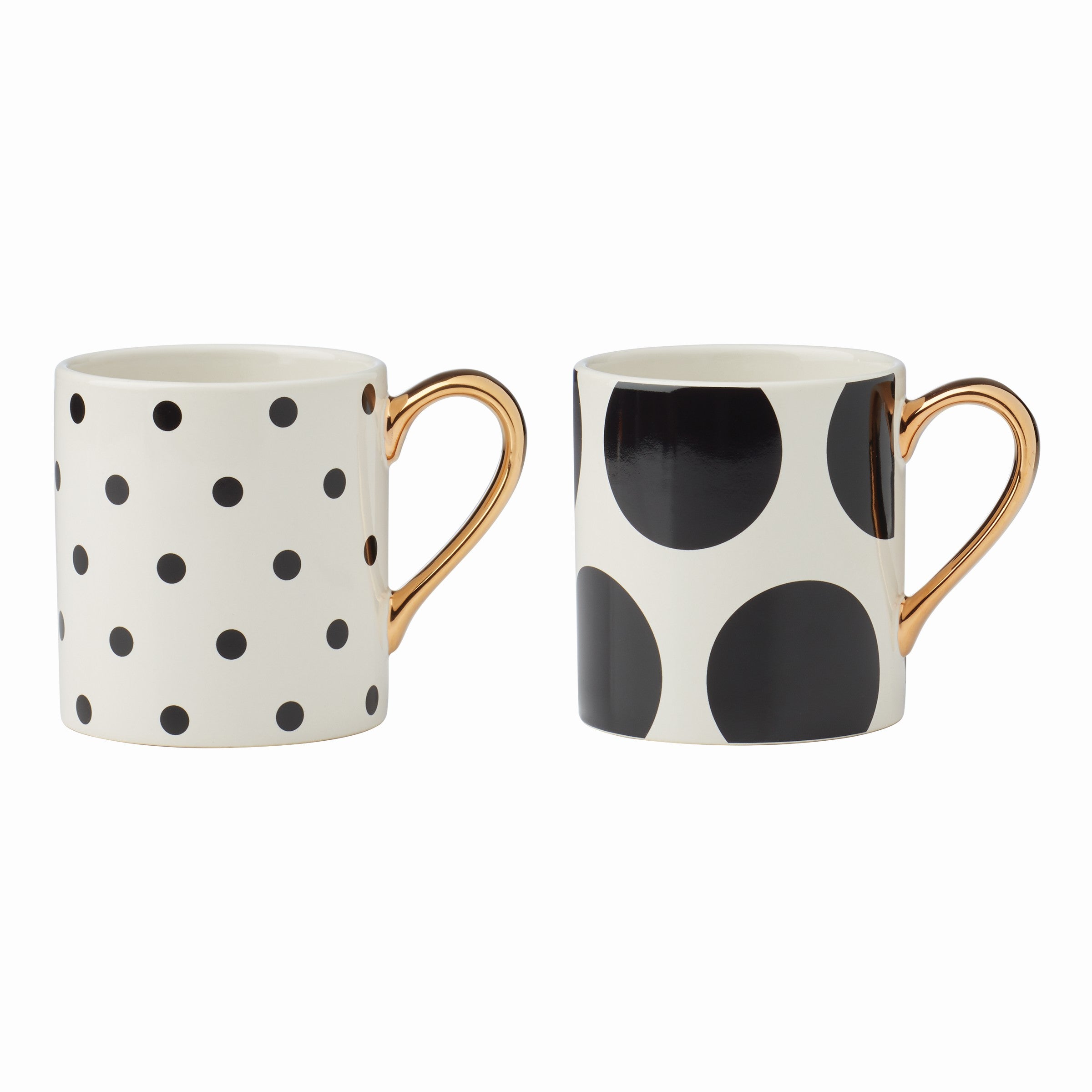 Kate Spade Polka Dot Stoneware Mugs, Hand Wash, 12 oz, Set of 2 - Casu