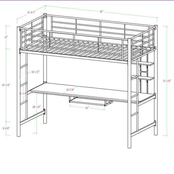 Bunk Bed Work Station, White – English Elm