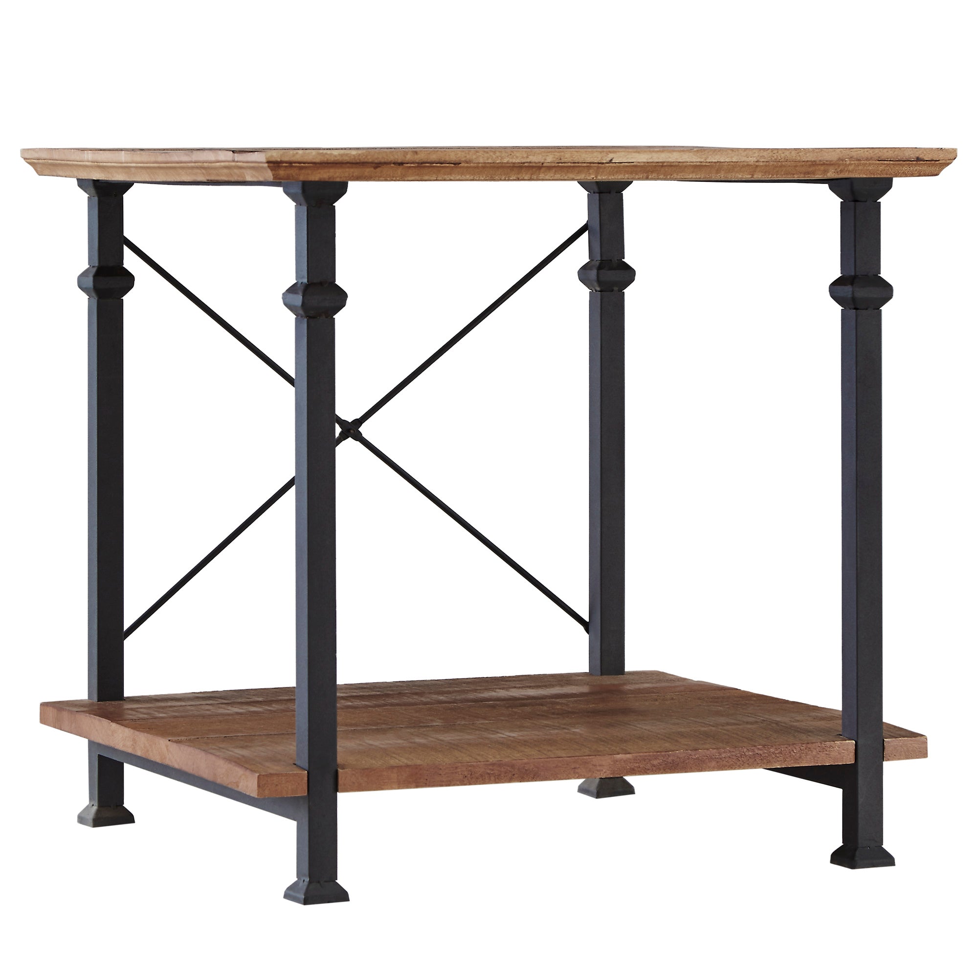 Rafferty Vintage Industrial End Table - Two-Tiered Pine and Metal Desi