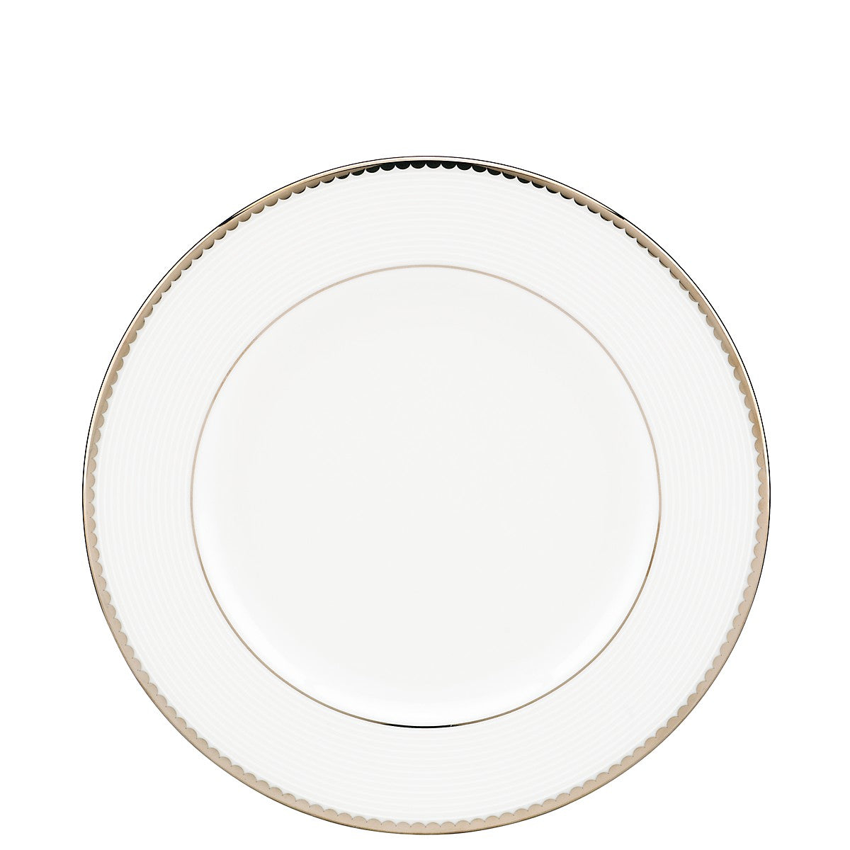 Kate Spade Sugar Pointe White Bone China Salad Plate with Platinum Acc