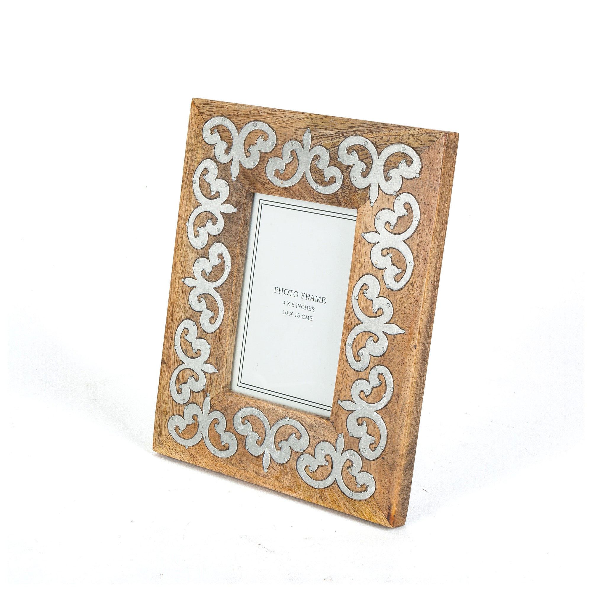 Heritage Inlay Wood Frame – Elegant Mango Wood Design with Metal Accen