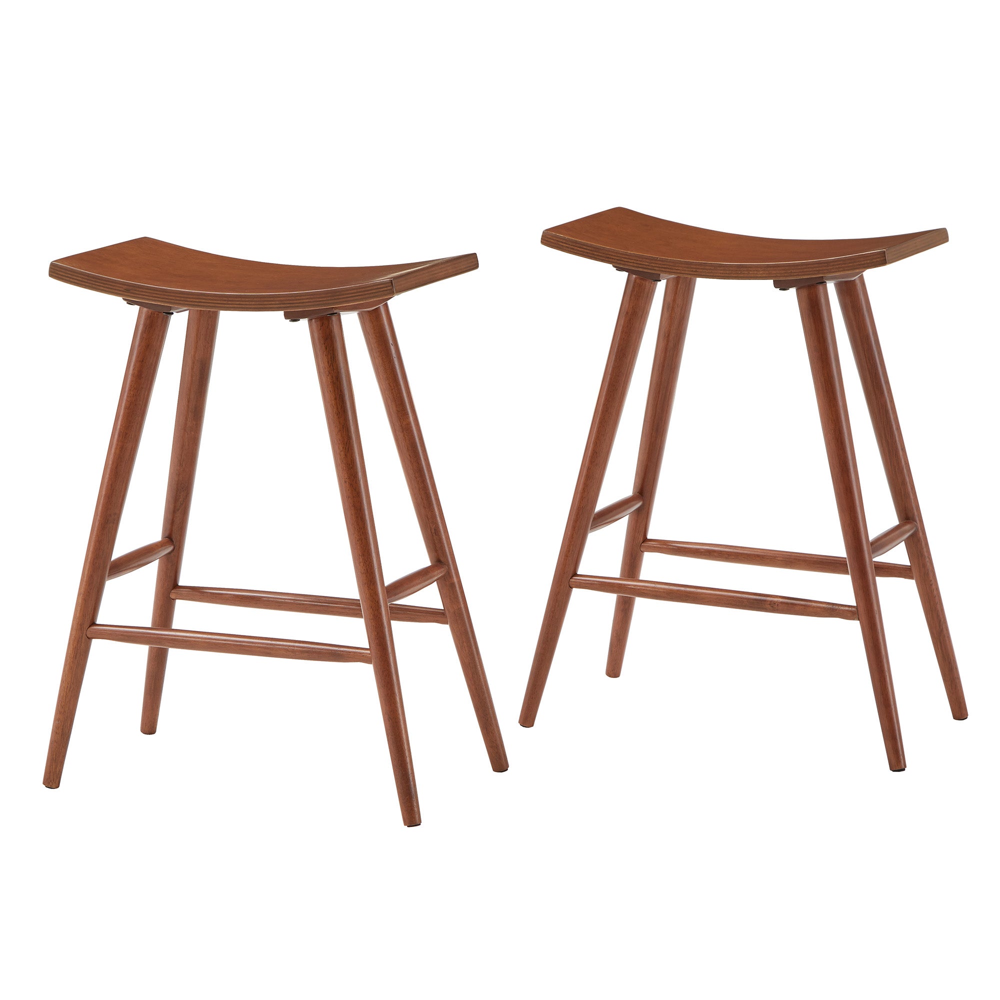 Darvell Solid Wood Counter Stool Set of 2 - Chic Mid-Century Design wi