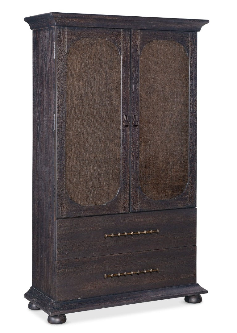 Big Sky Small Wardrobe — Charred Timber Pecky Hickory Armoire With Bur