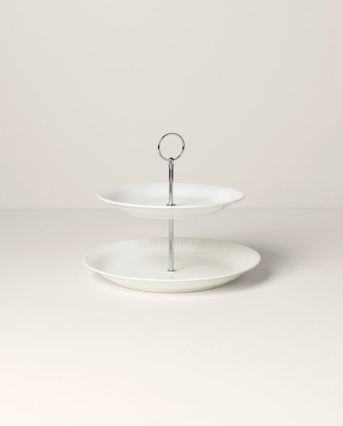 Profile Elegant White Porcelain 2-Tiered Server for Appetizers & Desse ...