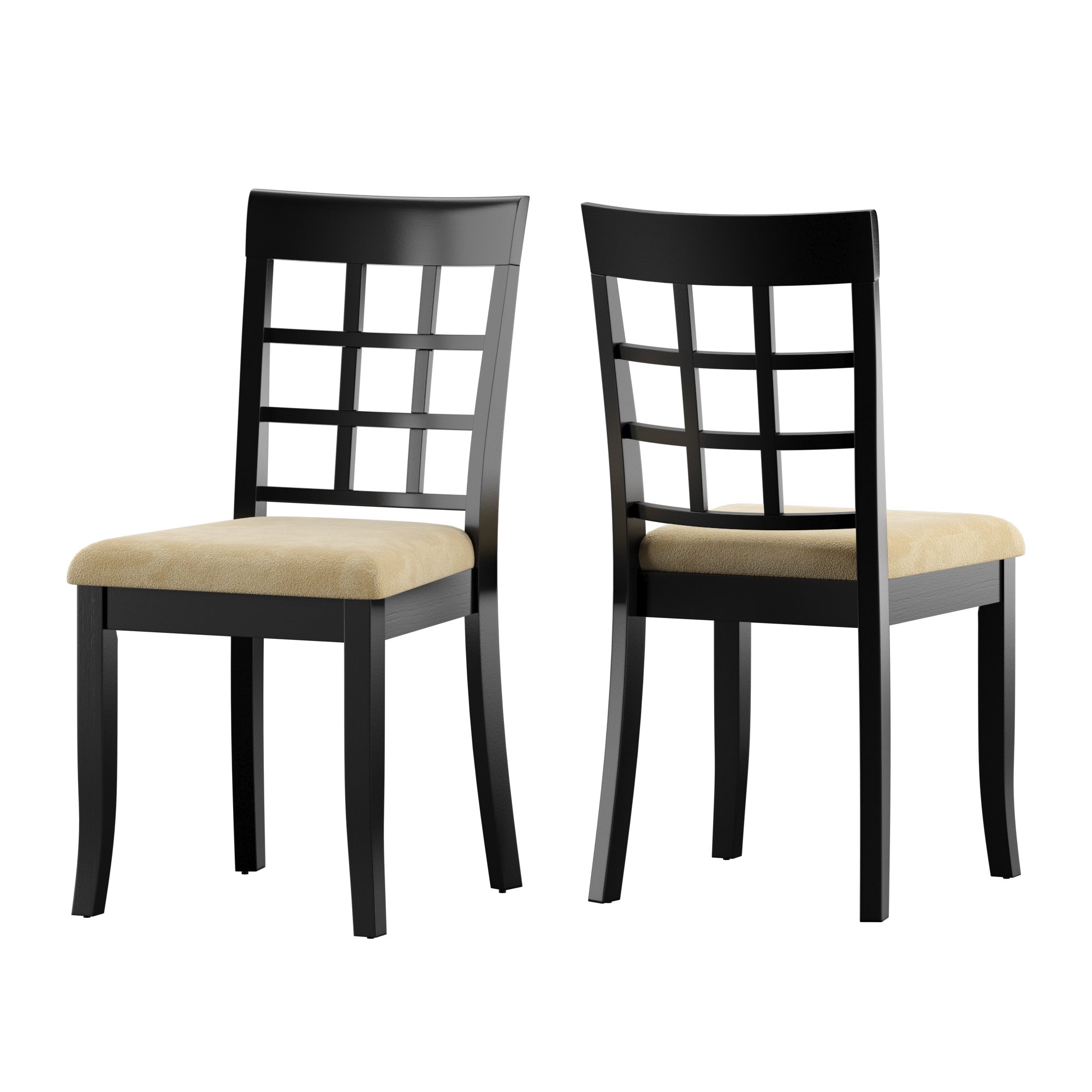 Alejandro Black Wood Dining Chairs Set of 2 - Stylish Beige Microfiber