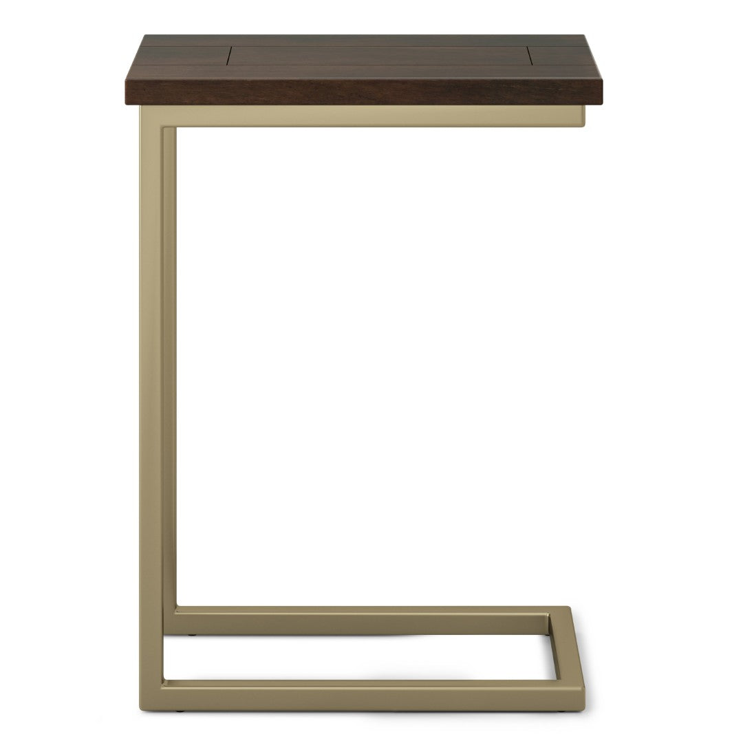 Skyler C Side Table - Handcrafted Dark Brown Mango Wood With Gold Meta