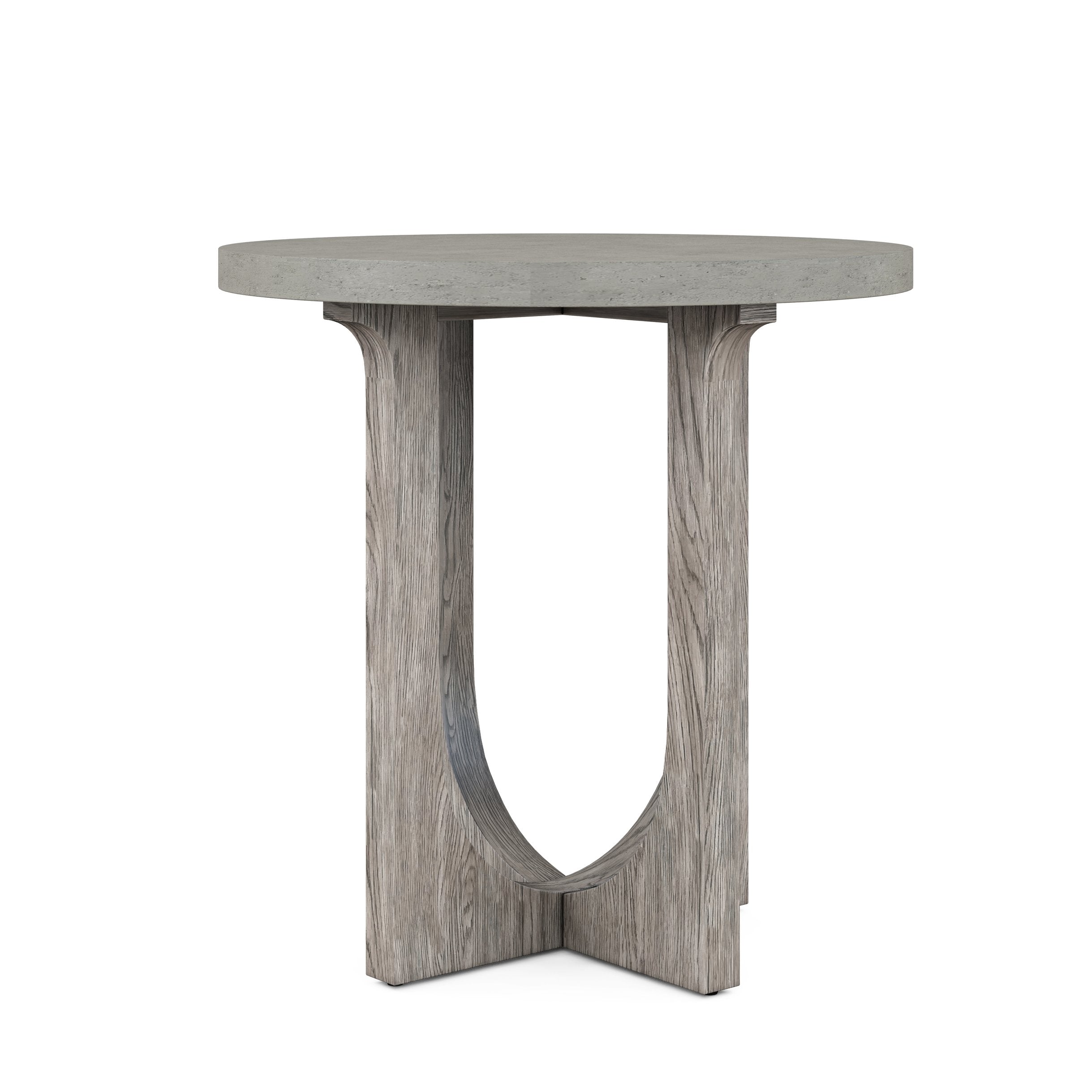 Vault Round Chairside Table - Chic Mink Finish with Cast Resin Concret