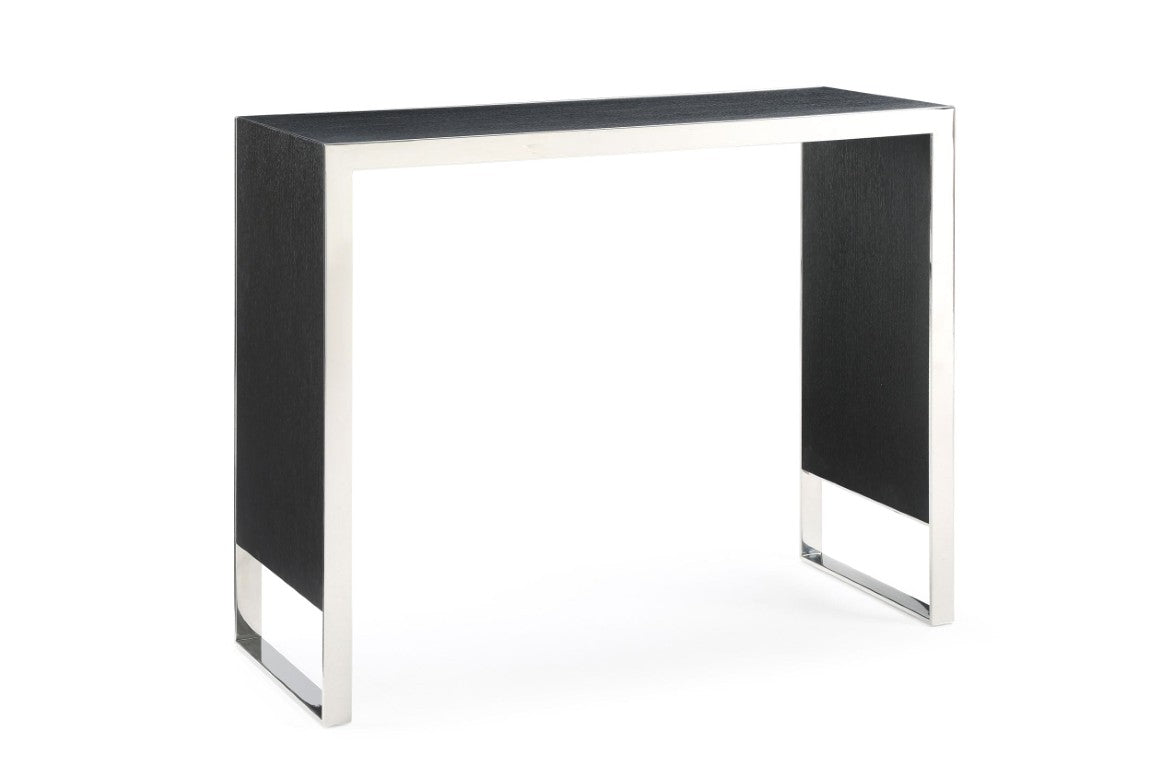 Manston Black Oak & Brushed Stainless Bar Table — Modern Minimalist Co