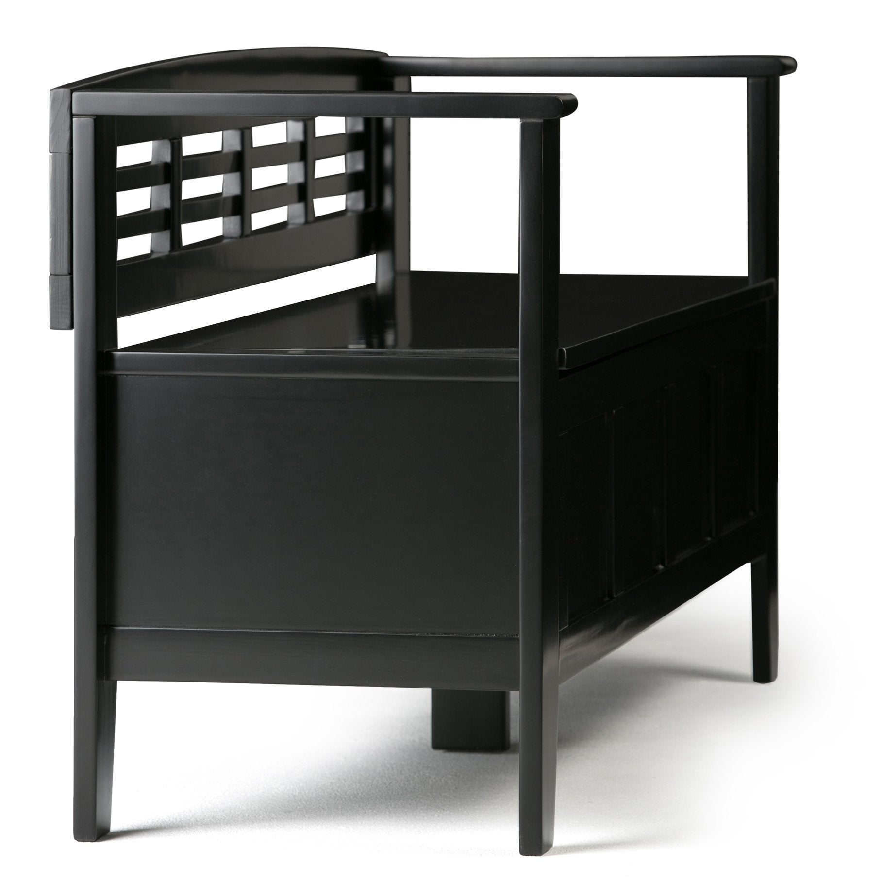 Adams Entryway Storage Bench In Black - Stylish Solid Wood Seating Wit