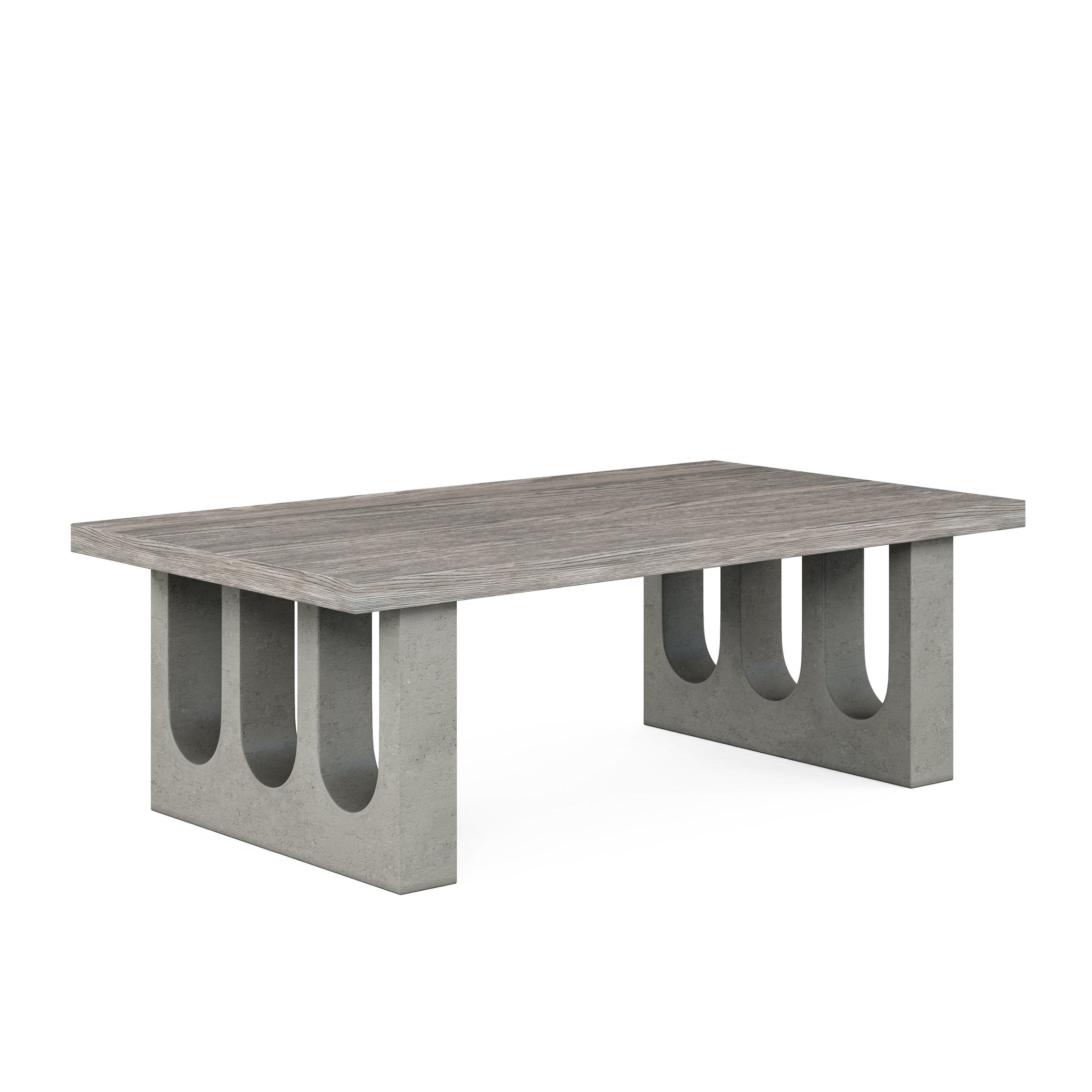 Vault Cocktail Table with Concrete-Look Base, Parawood Solids & Oak Ve
