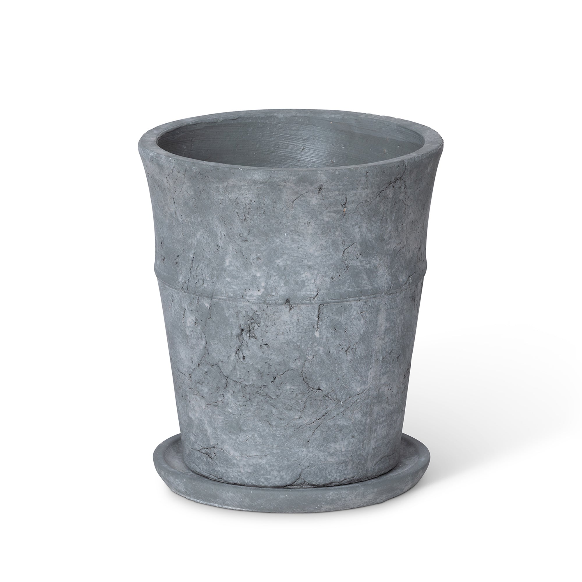 Meyer Cement Garden Pot with Tray - Timeless Grey Planter for Indoor a