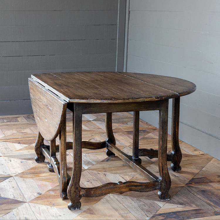 Gate Leg Round Table - 60" Distressed Reclaimed Pine, Heirloom Quality