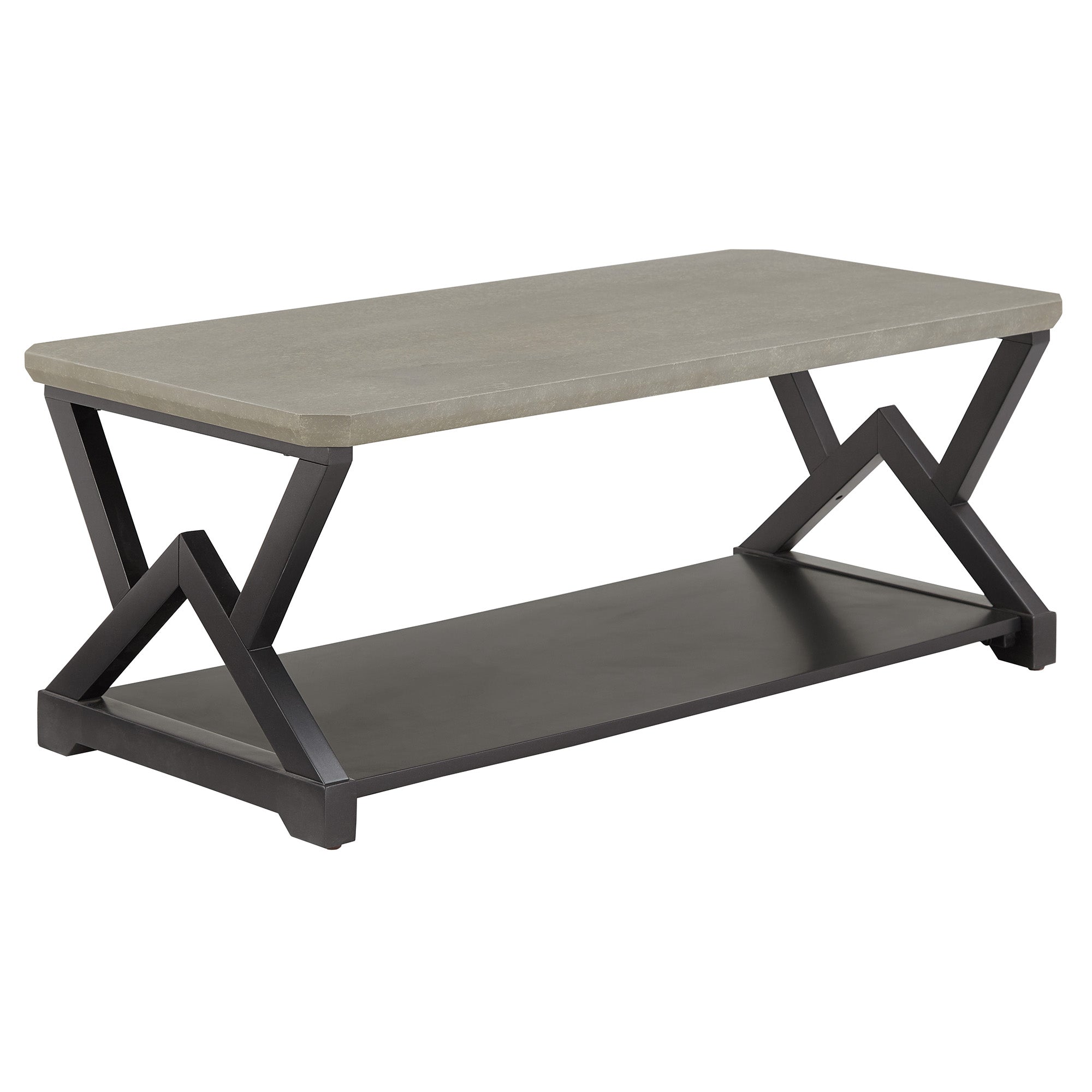 Emery Black Finish Table with Light Grey Fiber Cement Top - Stylish, D