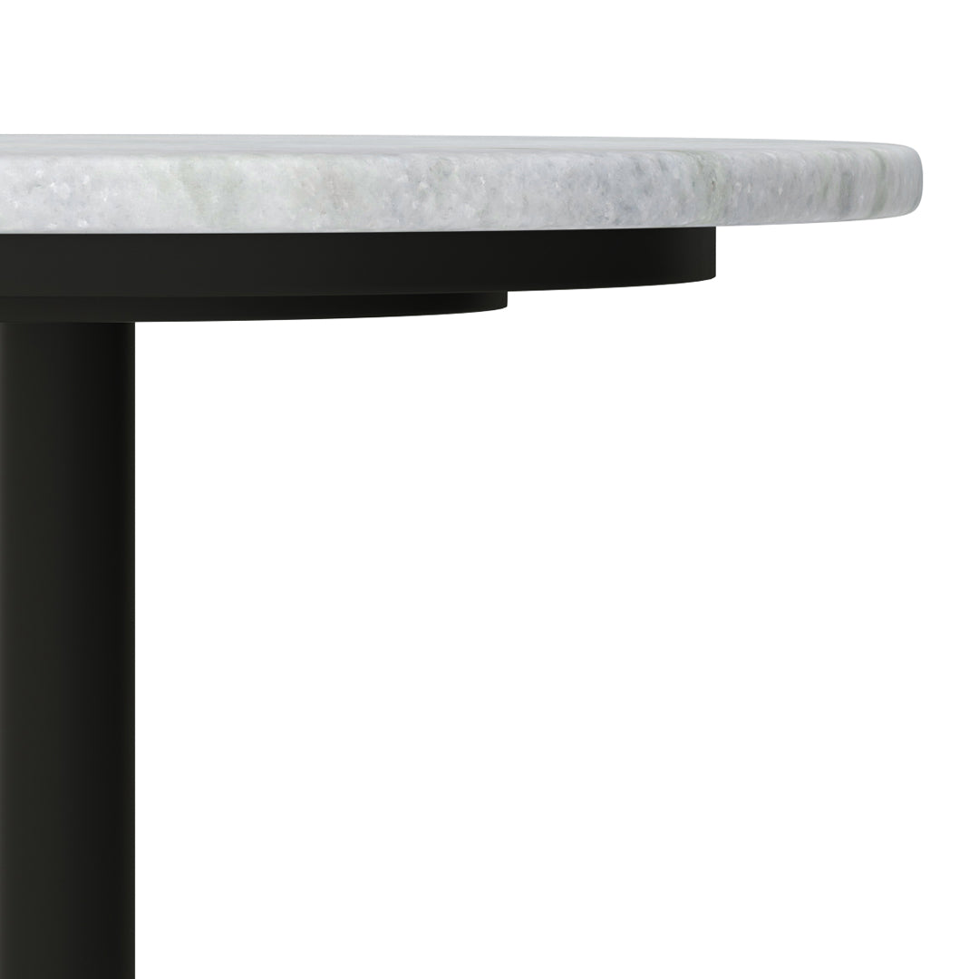 Evans White Marble Side Table with Black & Gold Iron Pedestal — Handcr