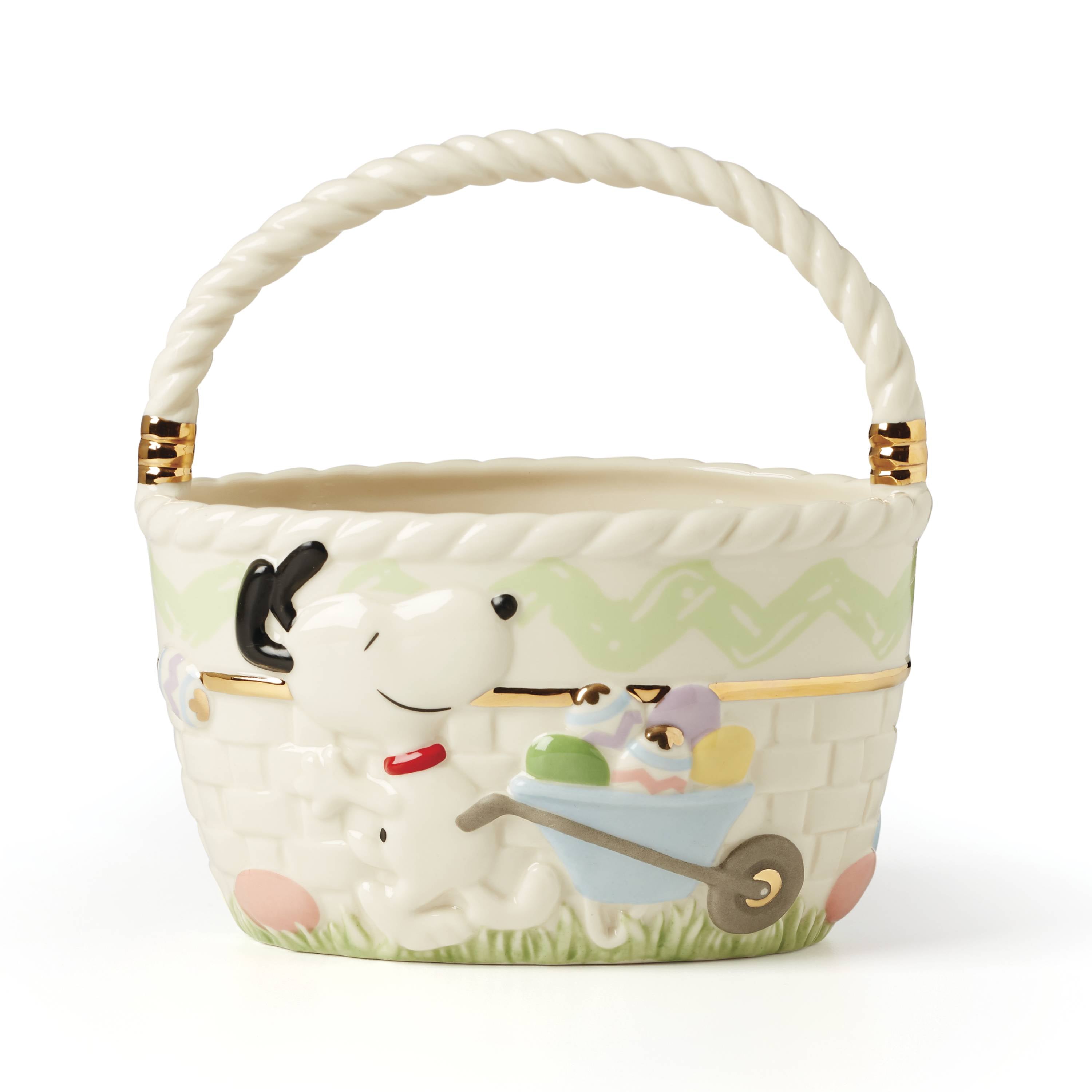 Peanuts Easter Snoopy & Woodstock Porcelain Gift Basket, Spring Treat