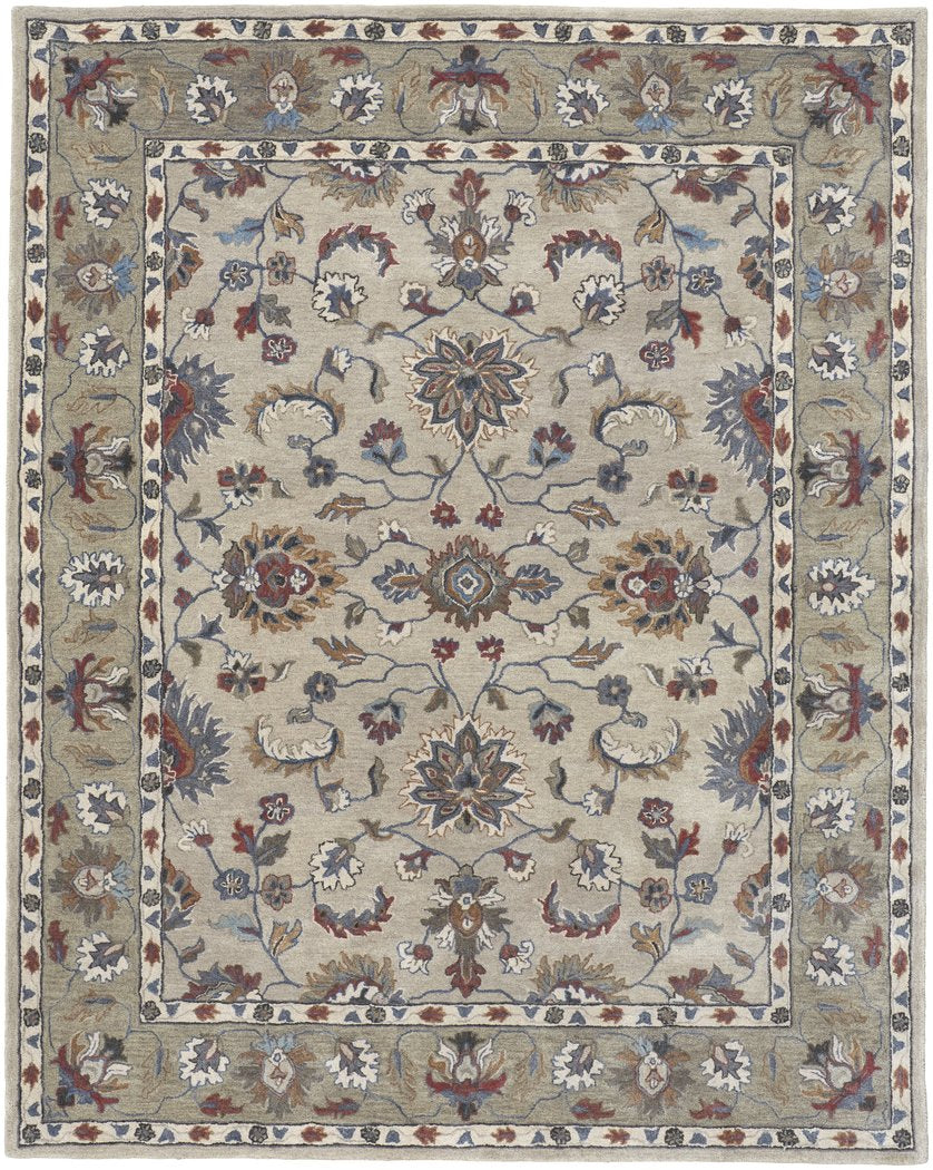 Rylan Hand-Tufted Wool Rug - Elegant Floral Design with Cool Hues for