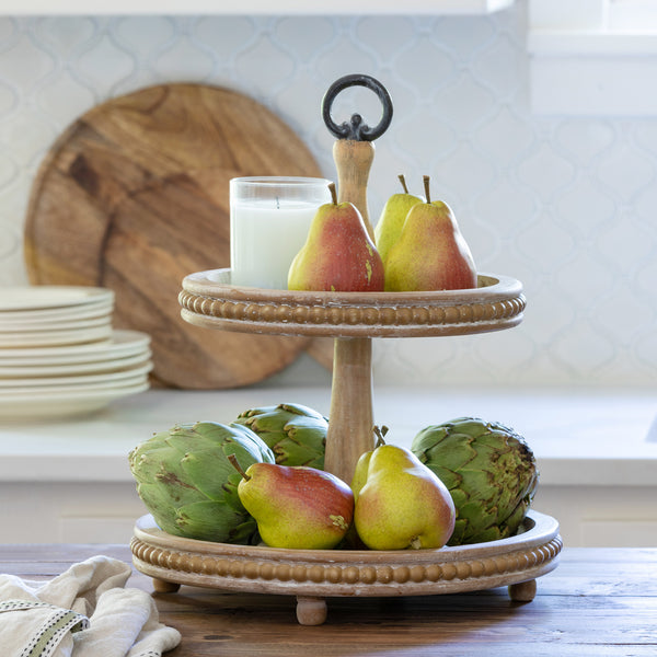 Wooden Tiered Display Stand - Elegant 24" Brown MDF & Birch Organizer ...