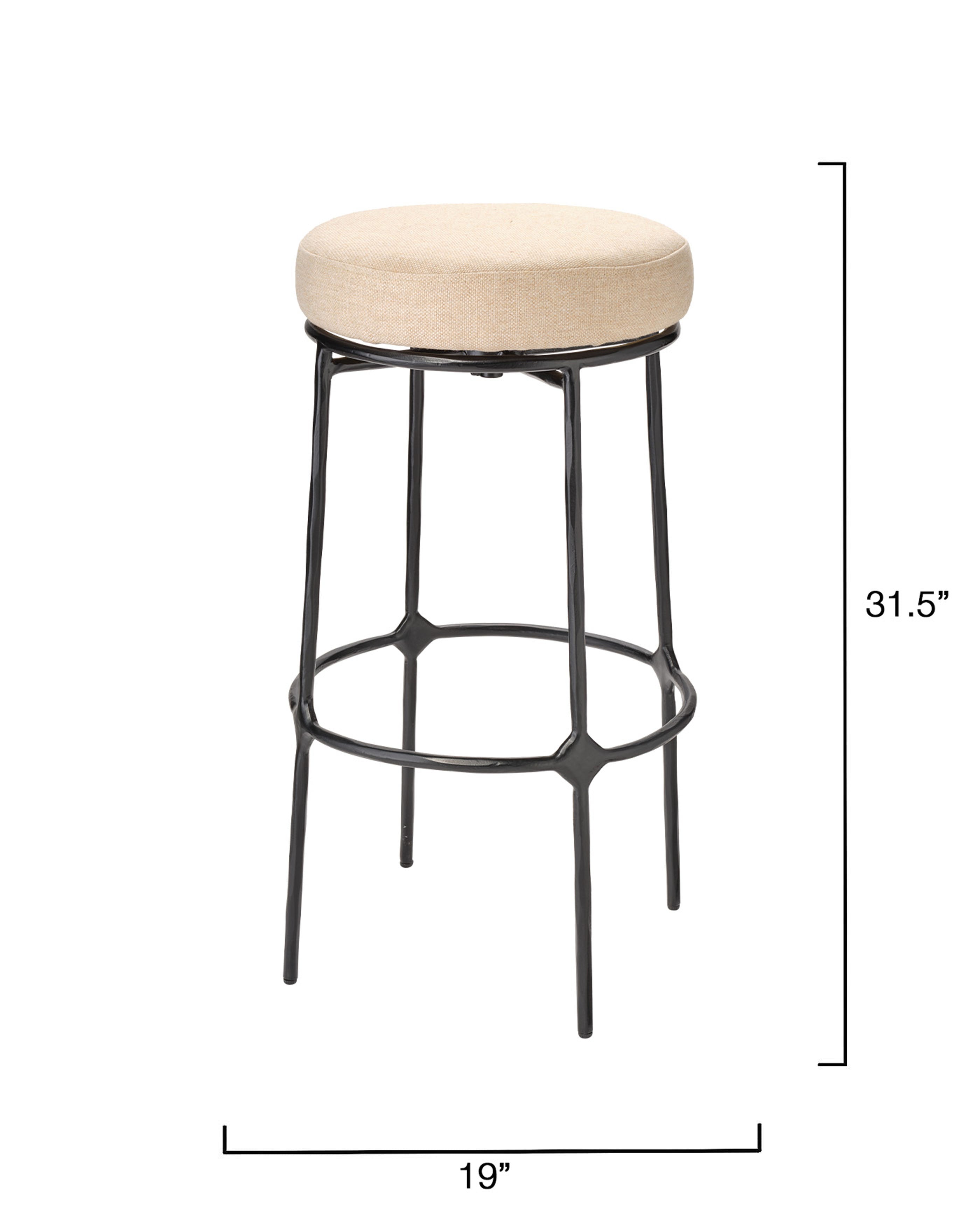 Asteria Hand-Forged Iron Counter Stool With Plush Performance Fabric S