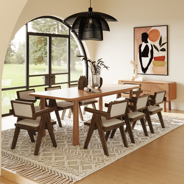 Modrest Rhea - Modern 87" Natural Acacia Rectangular Dining Table ...