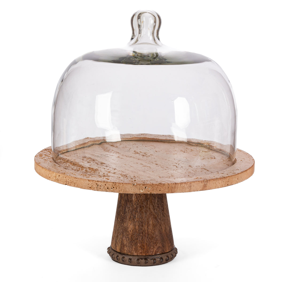 Marble Cake Plate with Elegant Glass Dome on Stylish Pedestal for Stun