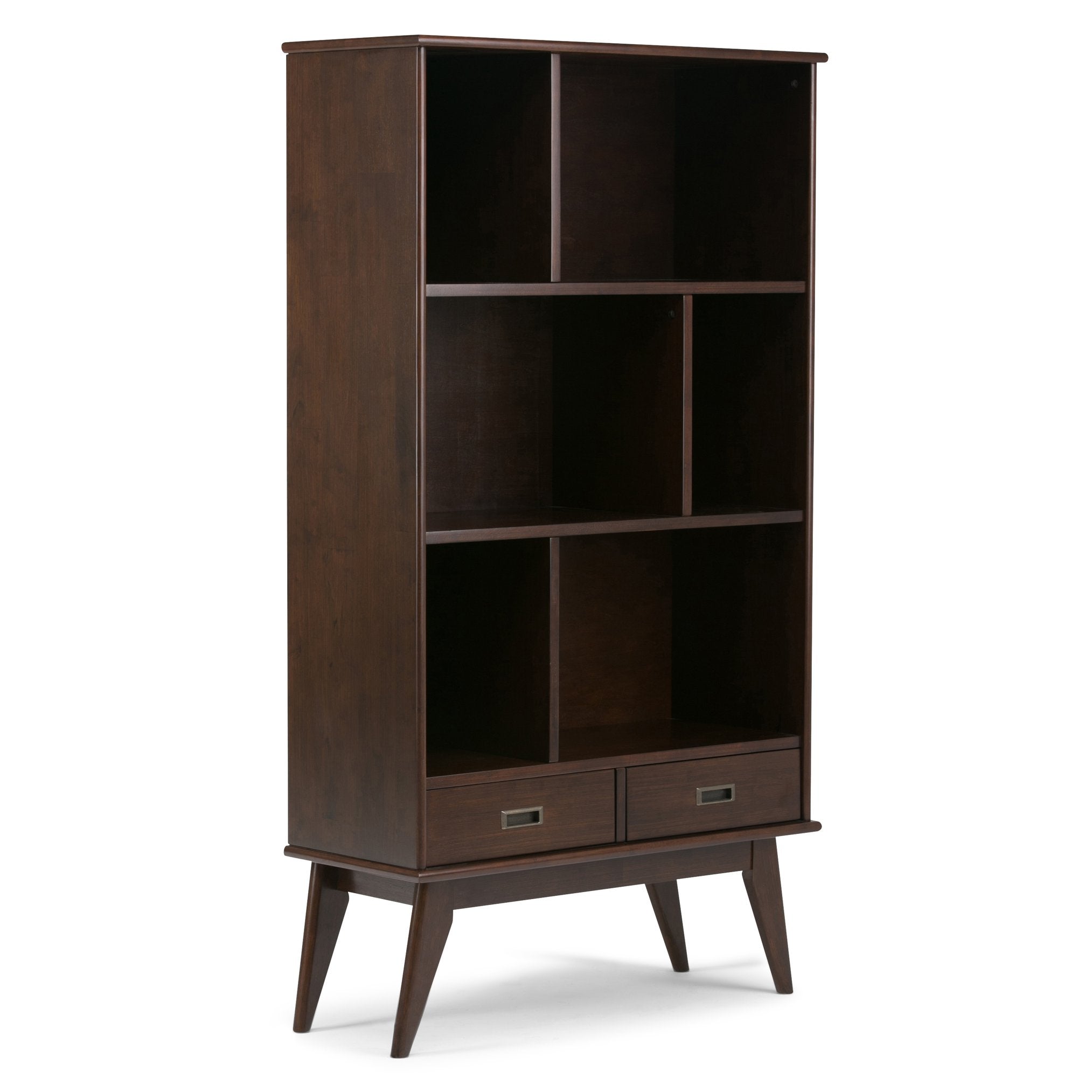 Draper Mid-Century Wide Bookcase & Storage Unit - Stylish Solid Rubber