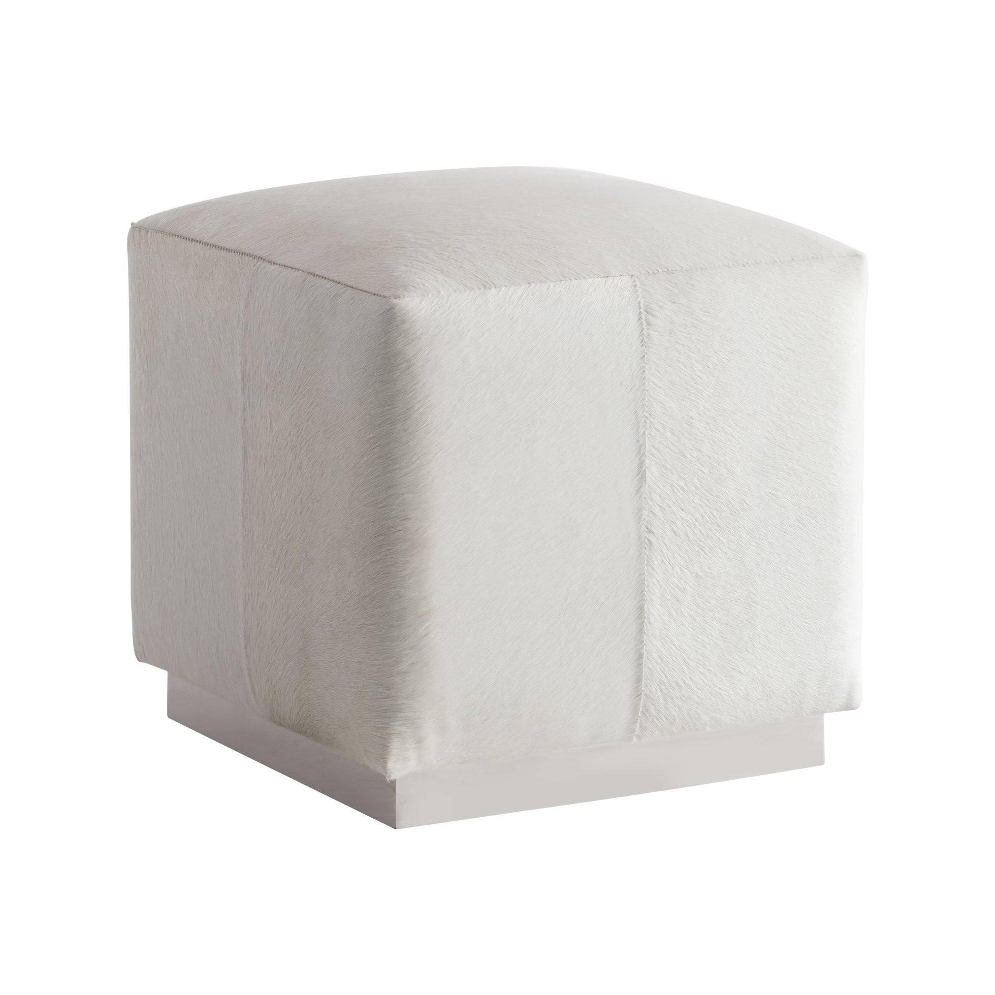 Bernhardt Aspen Hair-On-Hide Ottoman With Brushed Stainless Base — Mod