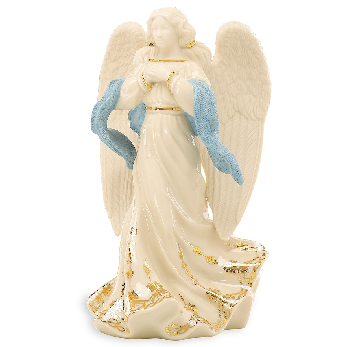 First Blessing Angel of Hope 8.5" Figurine with Teal Sash & 24K Gold A