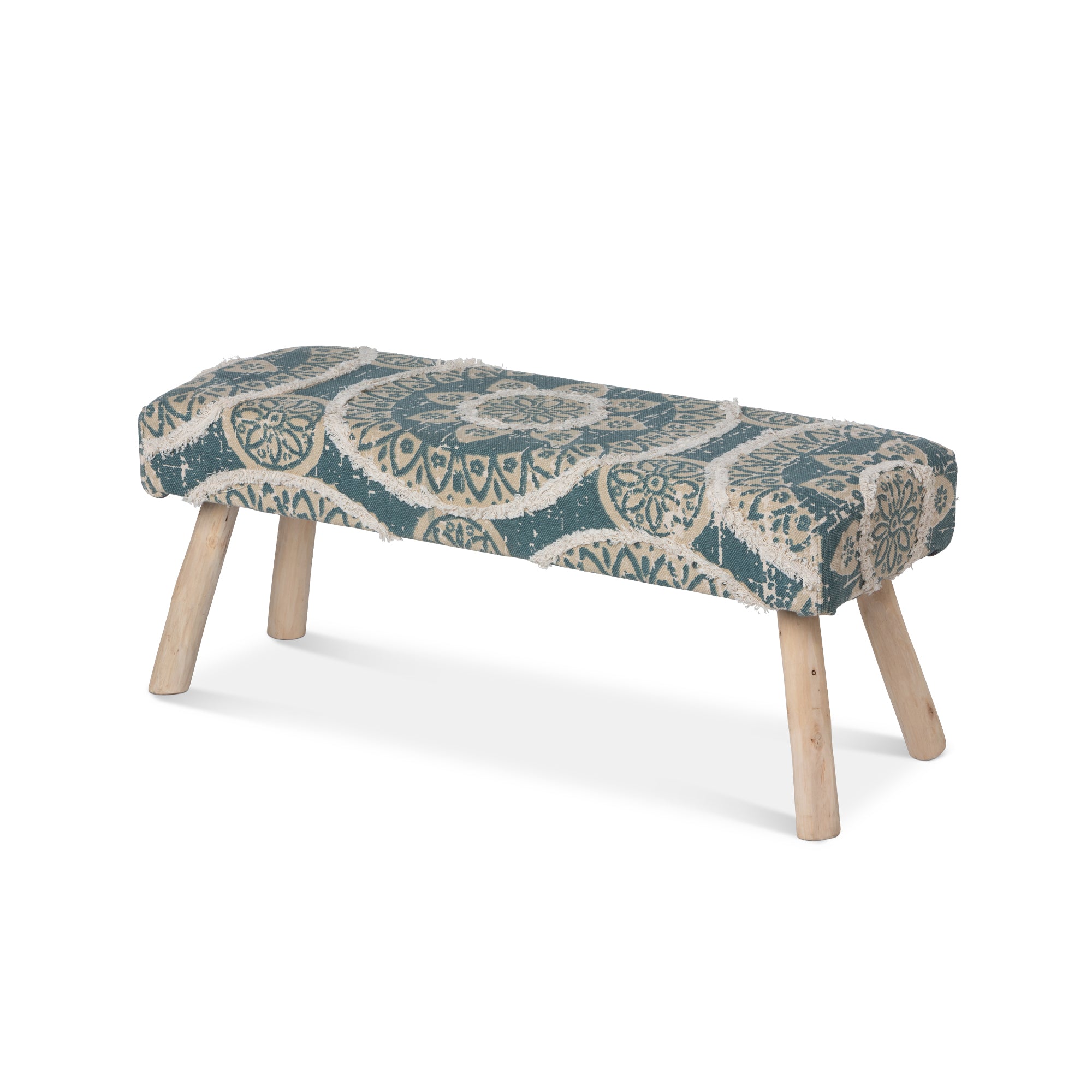 Nuevo Hand Woven Bench with Artisan Fringe Detailing & Reclaimed Eucal
