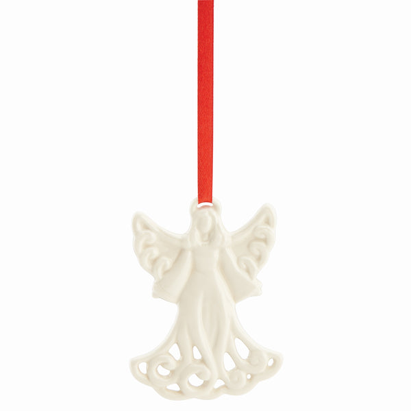 Angel Charm Ornament: Porcelain Guardian Figurine with Gold Trim, 3" H ...