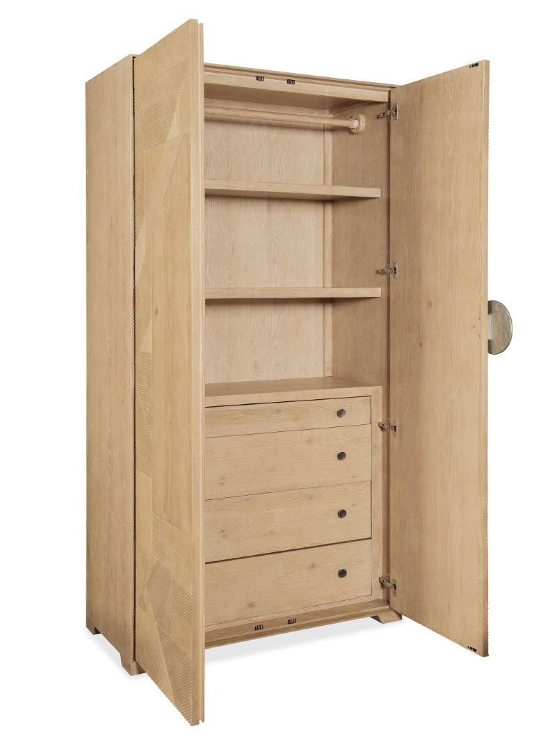 Retreat Split Rattan Wardrobe With Reeded Resin Doors, Dune Finish, Fe