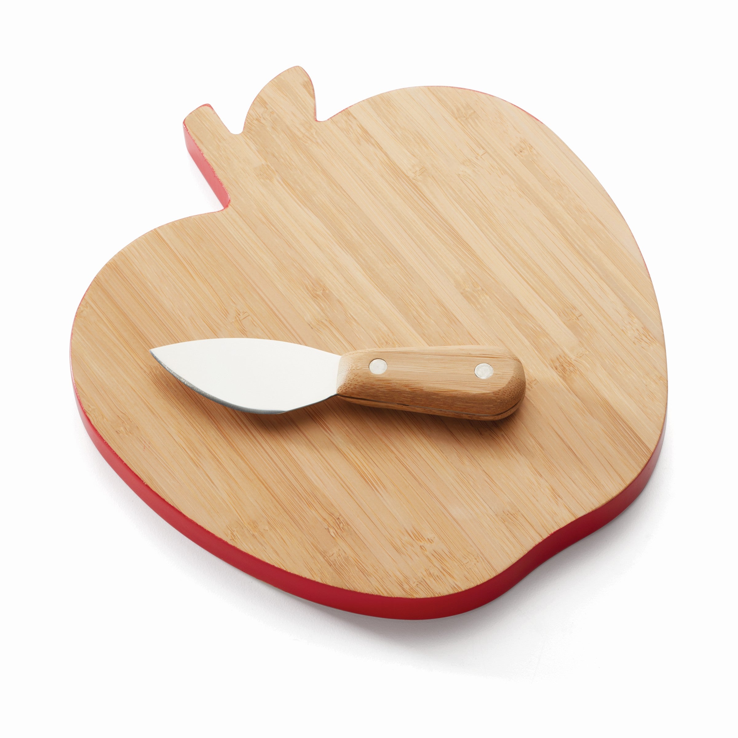 Kate Spade Apple-Shaped Bamboo Cheese Board & Knife Set for Charcuteri