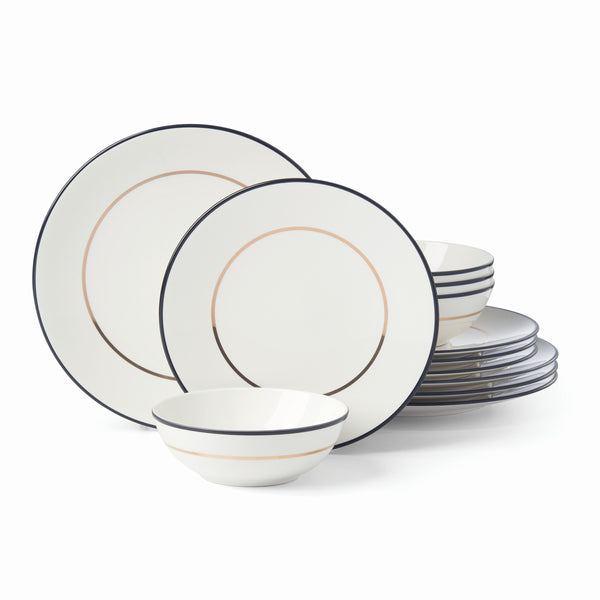 Kate Spade 12-Piece Porcelain Dinnerware Set, Dishwasher & Microwave S ...