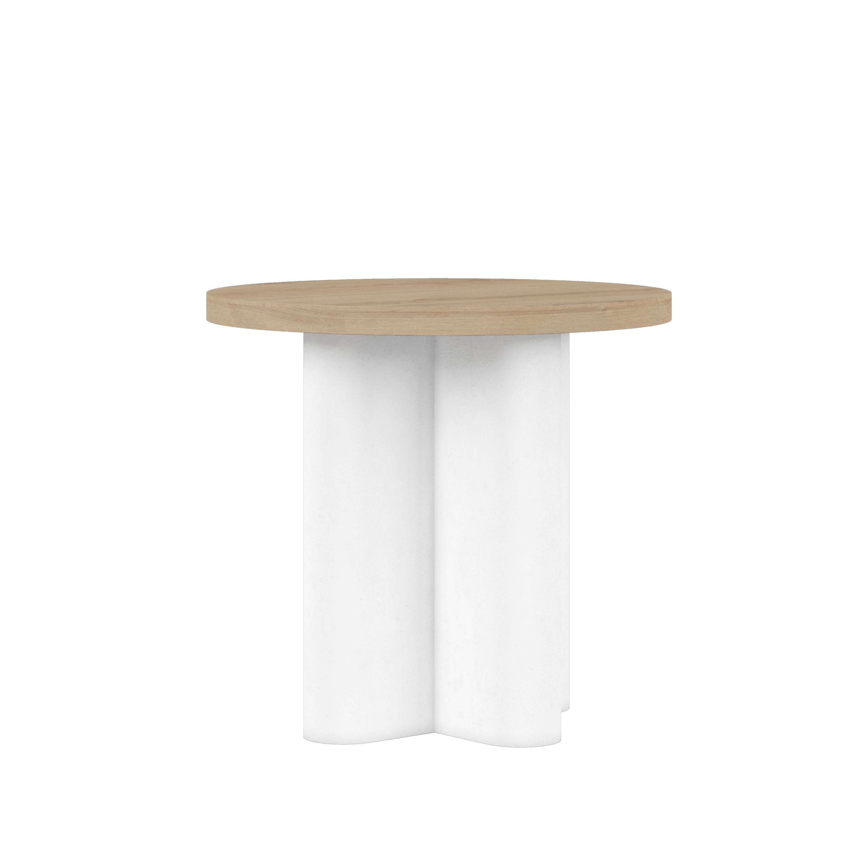 Garrison Round End Table in Washed Oak & Emory White - Chic Casual Con