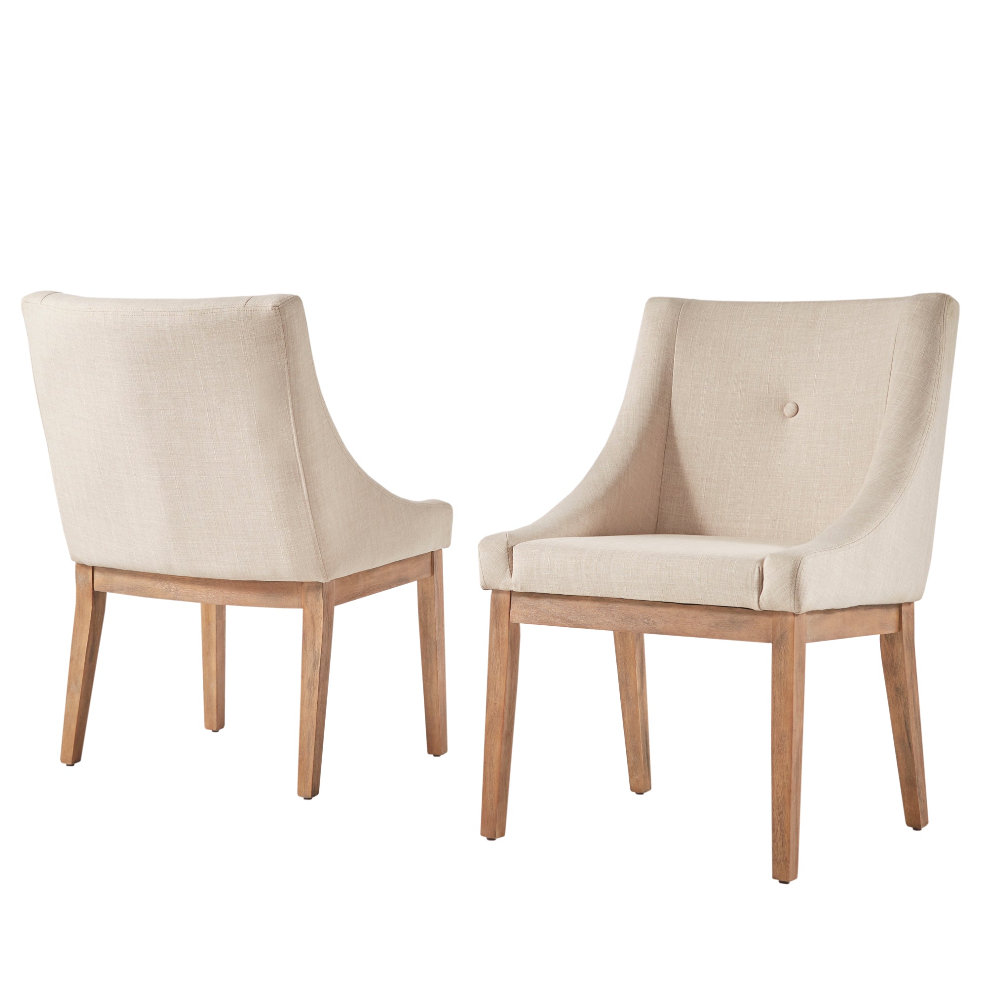 Marsean Elegant Button Tufted Linen Dining Chairs Set of 2 with Vintag