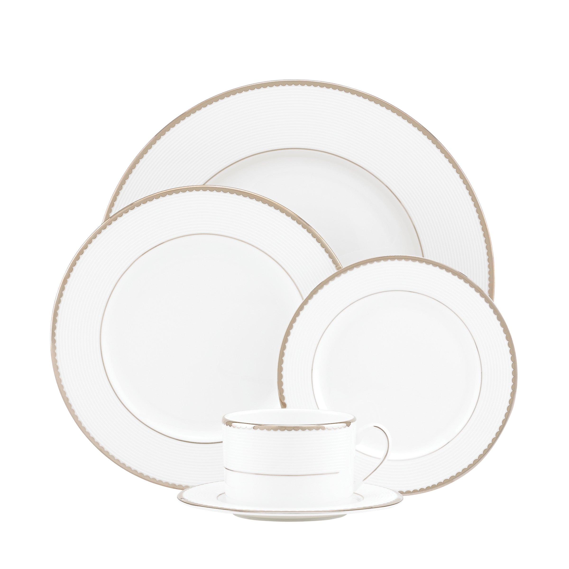 Kate Spade Sugar Pointe 5-Piece Dining Set, Platinum Accents, Dishwash