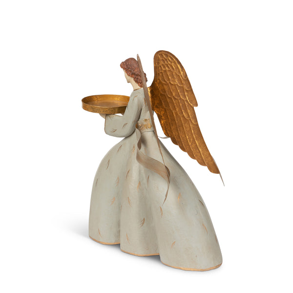 Avignon Angel Candle Holder – Elegant Antique Gold & Grey Nativity Dec ...