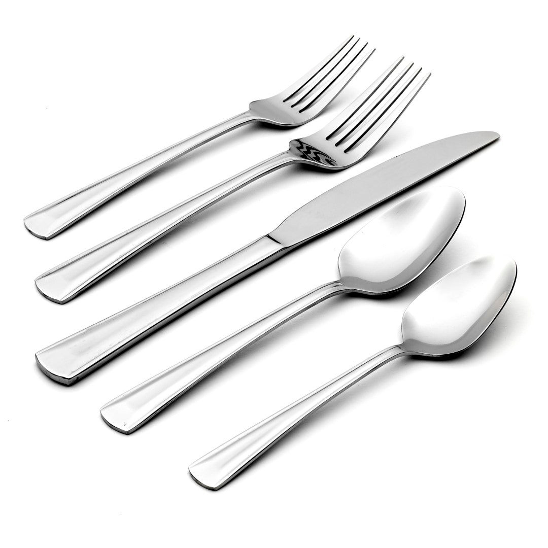 Oneida Cella 20-Piece Stainless Steel Flatware Set, Art Deco Design, S