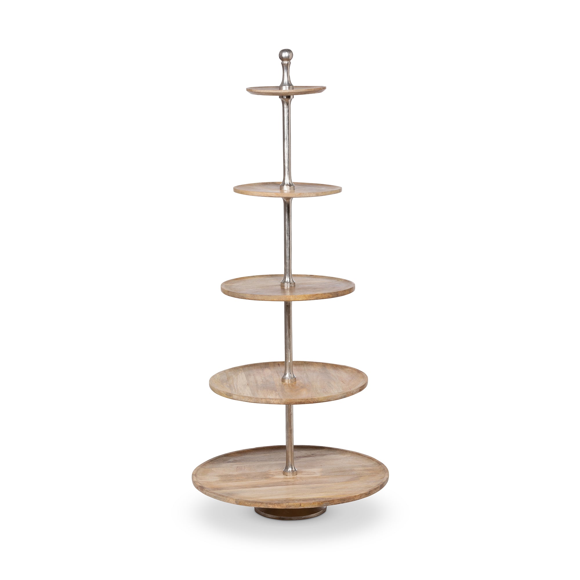 Peyton 5-Tiered Display Stand - Elegant Mango Wood & Aluminum Décor fo