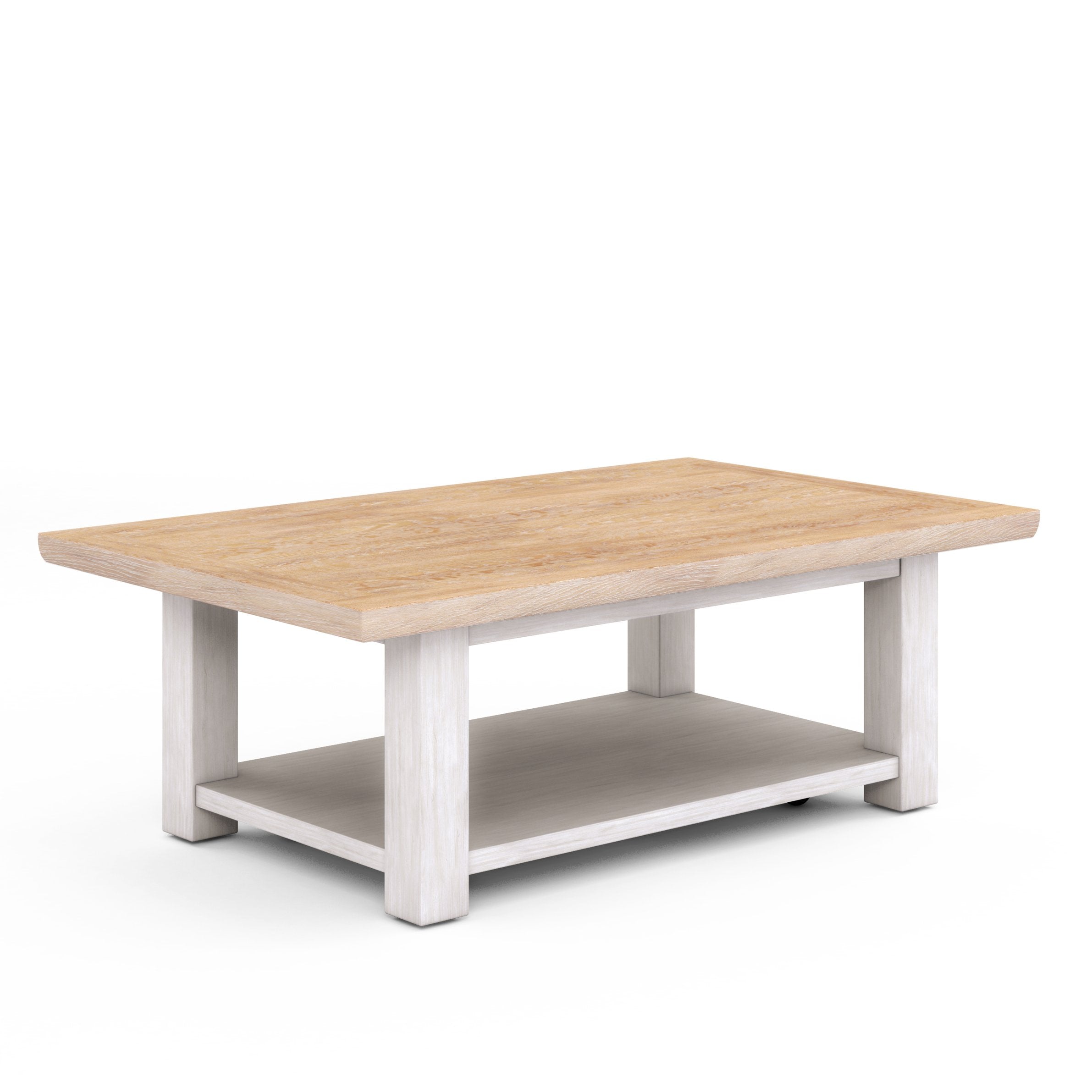 Post Two-Tone Rectangular Cocktail Table with Hidden Casters & Adjusta