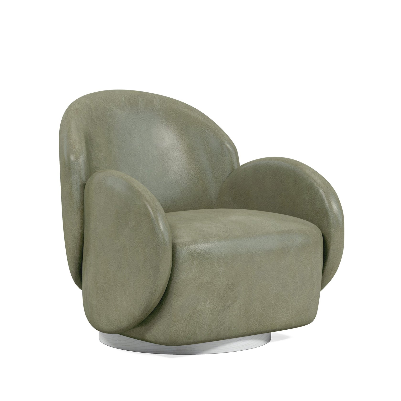 Rothko Leather Swivel Chair - Contemporary Driftwood Design with Pale