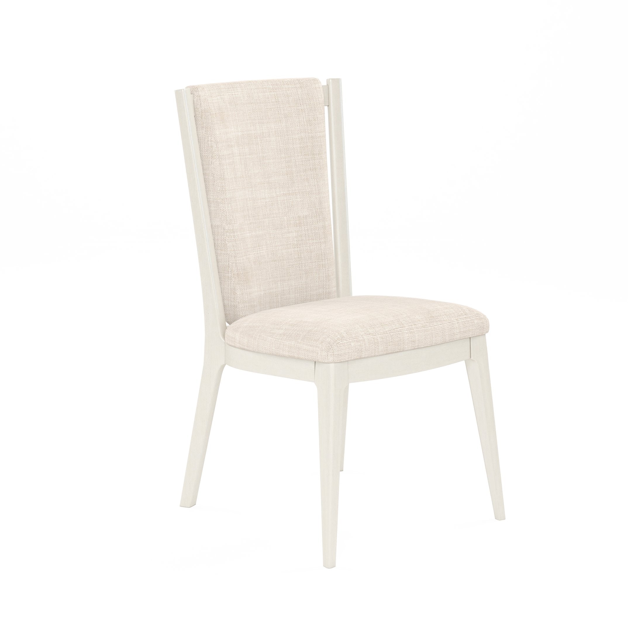 Blanc Contemporary Upholstered Side Chair in Alabaster Finish - Elegan