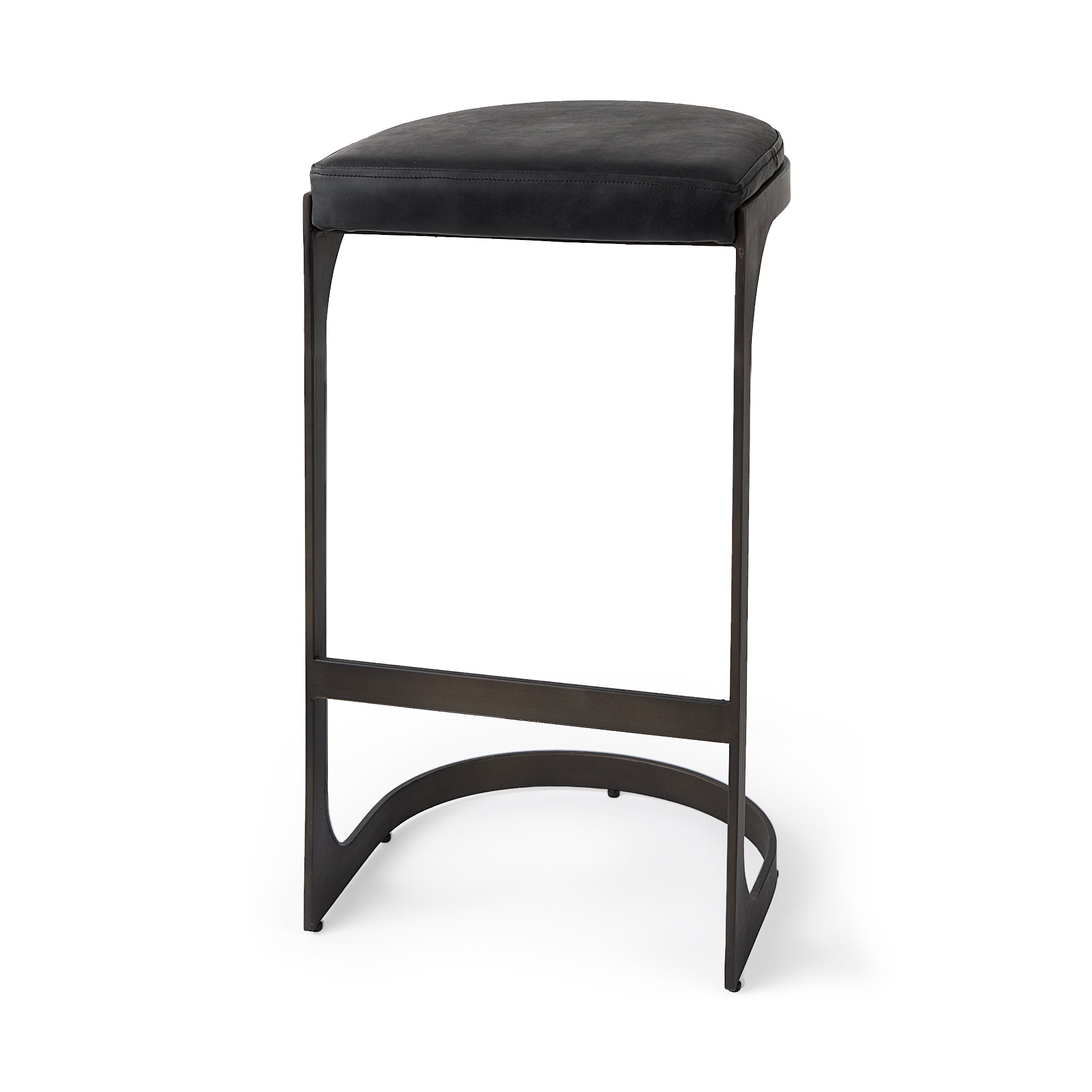 Tyson 28" Backless Leather Stool with Sturdy Iron Frame and Footrest f